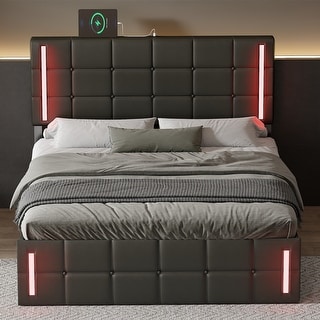 Full Storage Bed Slat Support Upholstered Platform Bed Fishbone Slats ...