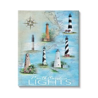 Stupell North Carolina Lighthouses Map Canvas Wall Art, Design by Erica ...