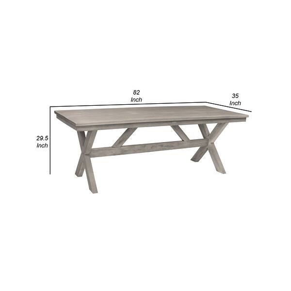 Ruth 82 Inch Classic Acacia Wood Outdoor Dining Table, Crossed Legs ...