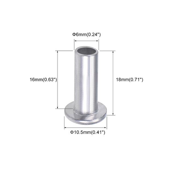 50Pcs Aluminum Flat Head Semi-Tubular Rivets Silver Tone - Bed Bath ...