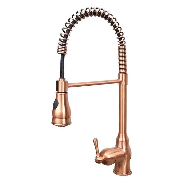Copper Pre-Rinse Spring Kitchen Faucet, Single Level Handle and Pull ...