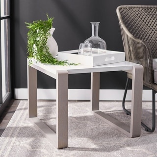SAFAVIEH Mid-Century Modern Bartholomew White/ Grey Lacquer End Table ...