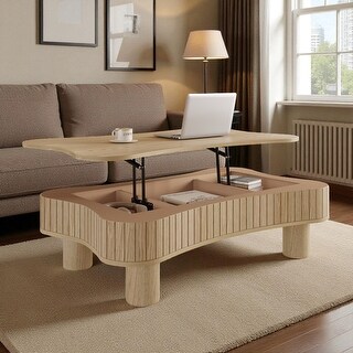 42'' Lift Top Coffee Table with Hidden Storage, Hydraulic Adjustable ...