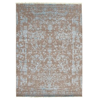 ECARPETGALLERY Hand-knotted La Seda Grey, Taupe Silk, Wool Rug - 7'11 x ...