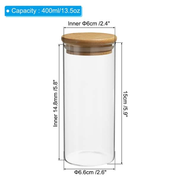 2Pcs 14oz Glass Jar with Airtight Bamboo Lid Glass Kitchen Container ...