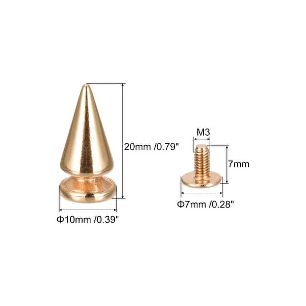 10x20mm Screw Back Rivets, Solid Leather Studs for DIY Gold Tone - Gold ...