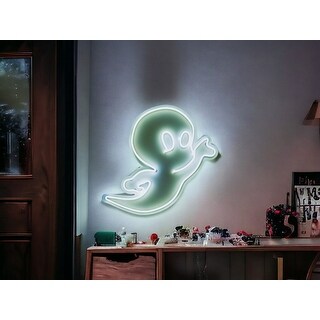 Casper Neon Light Wall Décor, White Ghost Halloween Led Sign - Bed Bath ...