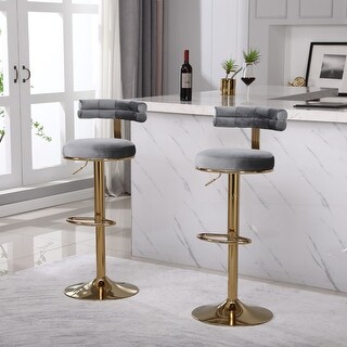 360 Degree Swivel Bar Stools with Back and Footrest, Counter Height ...