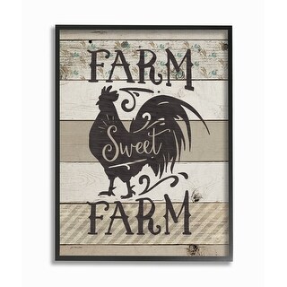 Stupell Farm Sweet Farm Rustic Rooster Framed Giclee Texture Art - Bed ...