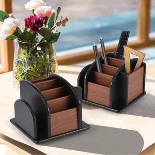 2pcs Wooden Large Rotating Office Supplies Desk Storage Organizer - Bed ...