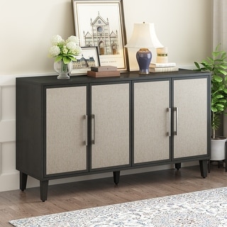 Luxury 4-Doors Cabinet Rectangular Entryway Table w/Adjustable Shelves ...