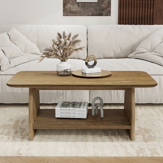 GDFStudio - Solmere Minimalist Rustic Rectangular Coffee Table with ...