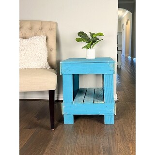 Reclaimed Wood End Table, Turquoise - Bed Bath & Beyond - 36308091