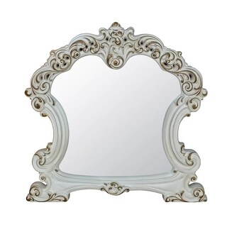Jess 47 Inch Classic Mirror, Beveled Scrolled Carved Trim, Wood, White ...