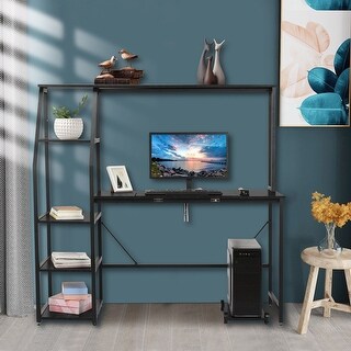 Writing Table Computer Desk With 5 Tier Shelves,Drafting Drawing Table ...