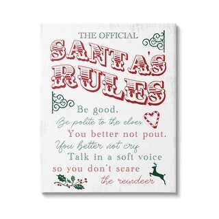 Stupell Official Santa's Rules Christmas List Canvas Wall Art by Lil ...