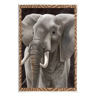 Stupell Elephant with Geometric Border Wall Plaque Art Design By Lucca ...