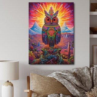 Designart "Portrait Of Purple Shamanic Owl Mexican Dessert" Animals Owl ...