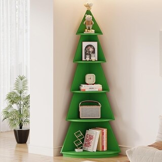 5-Tier Corner Shelf Bookshelf, 69-Inch Tall Tree-Shaped Wall Bookcase ...