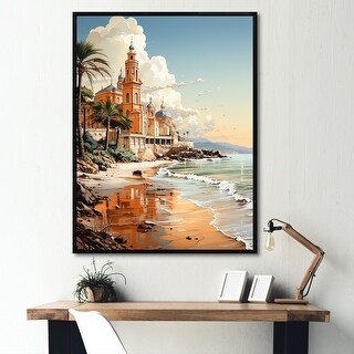 Designart "City Of Nice Nostalgia " France Framed Wall Art Prints - Bed ...