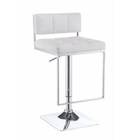 Adjustable Modern Metal Bar Stool, White & Silver - 33 H x 18.75 W x 17 ...