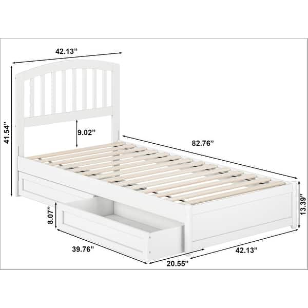 Lucia Twin XL Platform Bed with Panel Footboard and Storage Drawers in ...