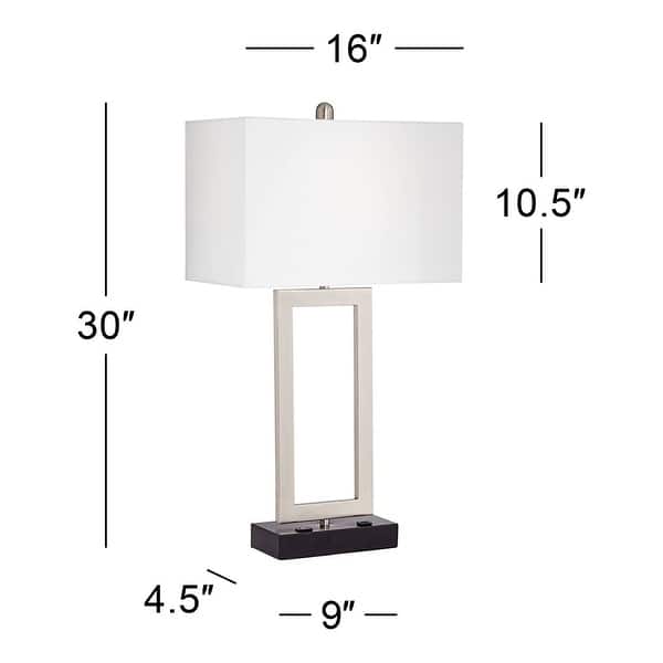 Modern Table Lamp with USB Outlet Steel Open Rectangle - 16" x 30 ...