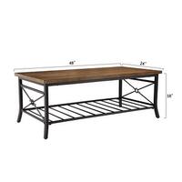 Industrial and Rustic 48-inch Coffee Table Fauxwood Cocktail Reactangle ...