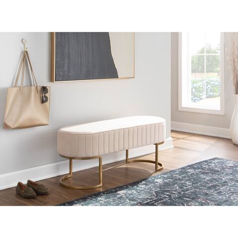 Silver Orchid Gregor Pleated Velvet Bench - Overstock - 33716745