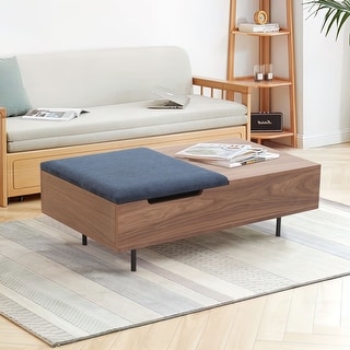 Modern Farmhouse Flipped Top Coffee Table Desk With Hidden Storage ...