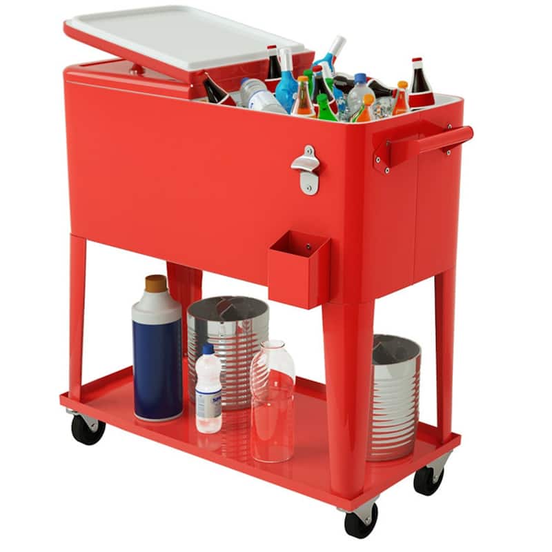 Red Outdoor Portable Mobile Ice Chests Beer Cola Cooler - Bed Bath ...