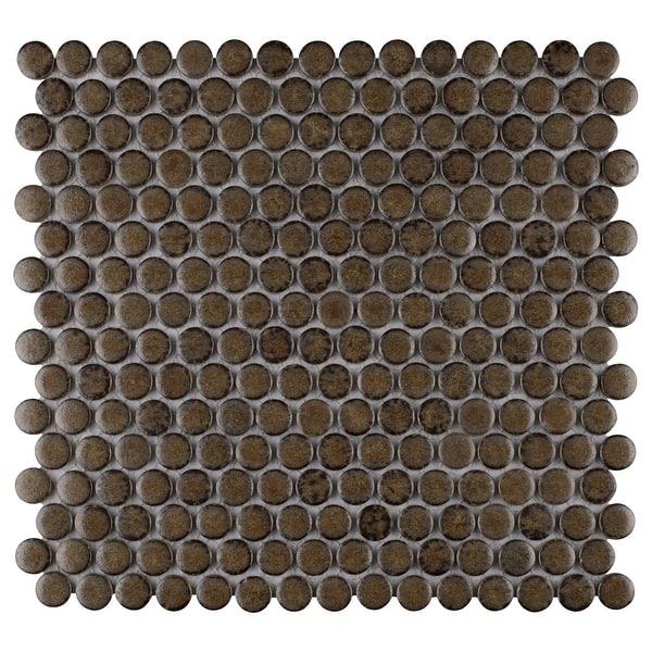 Merola Tile Hudson Penny Round Brownstone 11-7/8" x 12-5/8" Porcelain ...