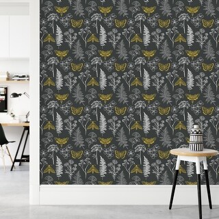 Grey Wallpaper with Wildflowers Peel and Stick and Prepasted - Bed Bath ...