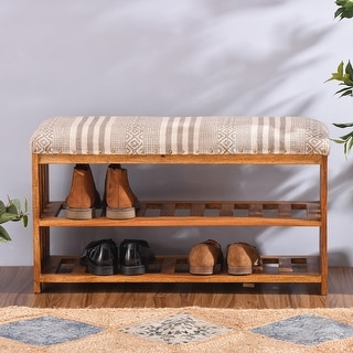 Sevita Black/Cream Southwestern Indoor Bench - 48" L x 18" W x 18" H ...