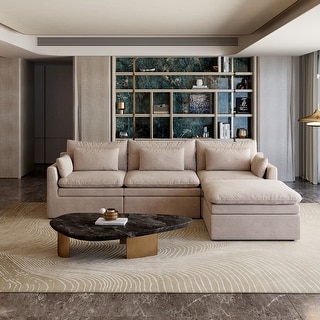 L-shaped Sectional Sofa, 3-Seater Modular Couch, Comfy Living Room ...