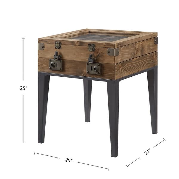 Square Accent Table with Storage in Rustic Oak - Bed Bath & Beyond ...
