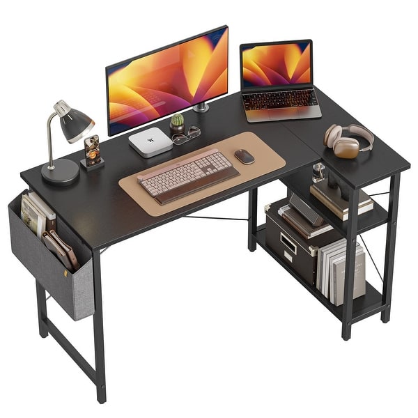 small black corner computer desk