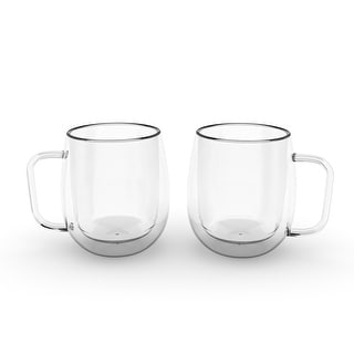 Elle Decor Double Wall Glass Mugs Set of 2 Coffee Mug - Bed Bath ...