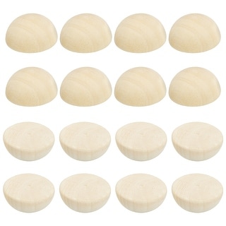 Half Wood Beads 30Pcs Unfinished Natural Wooden Beads Split Wood Balls ...
