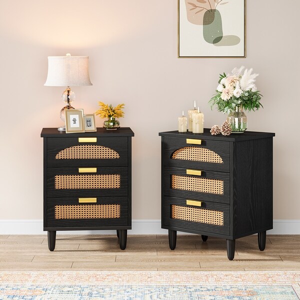 20 Inch Night Stand 3 Drawer Wood Bedside Table Storage Cabinet for Bedroom Green Bed Bath Beyond 40379924