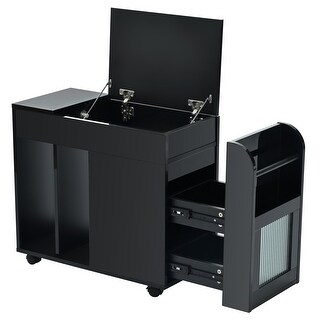 Multifunctional Extendable End Table With Wheels,2 Storage Shelves, 2 ...