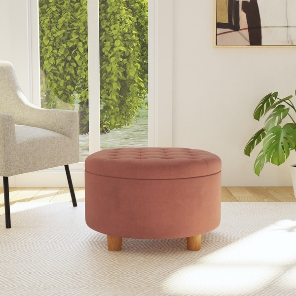 HomePop Button Tufted Round Storage Ottoman On Sale Bed Bath Beyond 38415549