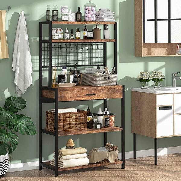 Kitchen Bakers Rack with Drawer 5-Tier Storage Shelf - Bed Bath ...