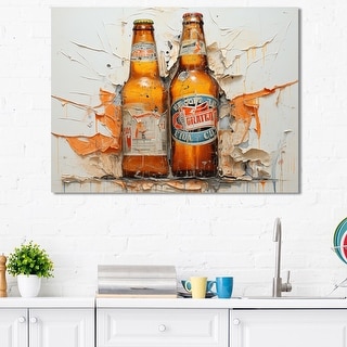 Designart "Beer Bottle And Wall Paint Ripping Off II" Beer Wall Art ...