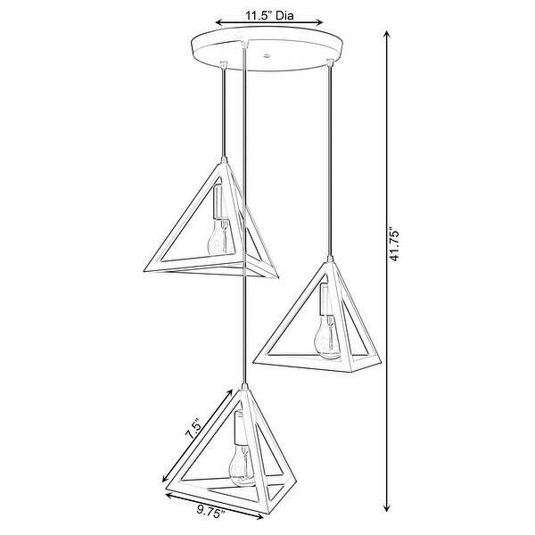 Modern 3 Bulb Triangle Shapes Ceiling Hanging Light Fixture, Black ...