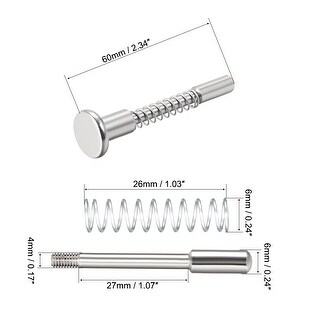 Plunger Latches Spring Loaded Stainless Steel 6mm Dia Head 60mm Total ...