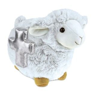 DolliBu Fluffy White Sheep Stuffed Animal with Silver Cross Plush - 11. ...