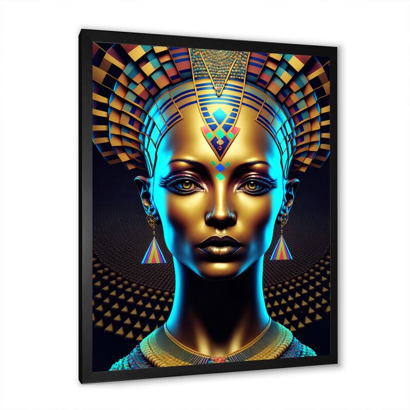 Designart "Egyptian Goddess Nefertiti I" Egyptian Woman Framed Wall Art ...