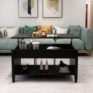 Versatile Lift Top ＆ Extra Storage Compartment Coffee Table(Black ...