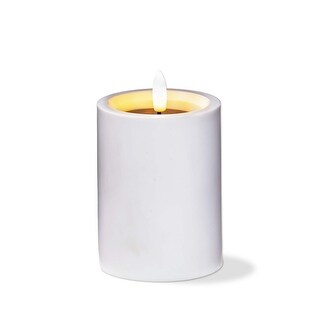 Outdoor Solar Flameless Pillar Candle 3x4 - White Plastic Everyday ...